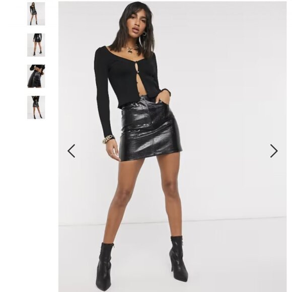 Mango | Skirts | Mango Moc Croc Faux Leather Skirt In Black | Poshmark